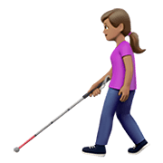 👩🏽‍🦯 Emoji Woman With Probing Cane: Medium Skin Tone on Apple iOS 14.2