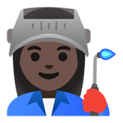 👩🏿‍🏭 Emoji Woman Factory Worker: Dark Skin Tone on Google Android 12.0