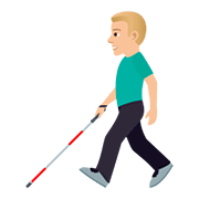 👨🏼‍🦯 Emoji Man With Probing Cane: Medium-Light Skin Tone on JoyPixels 5.0
