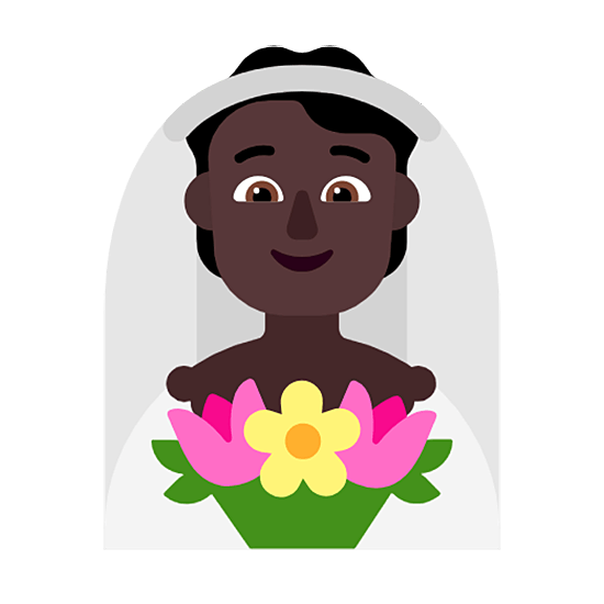 👰🏿 Emoji Novia Con Velo: Tono De Piel Oscuro en Microsoft Windows 11 ...